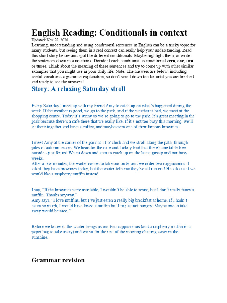 Conditionals. Good Grammar Explanation | PDF | Grammatical Tense ...