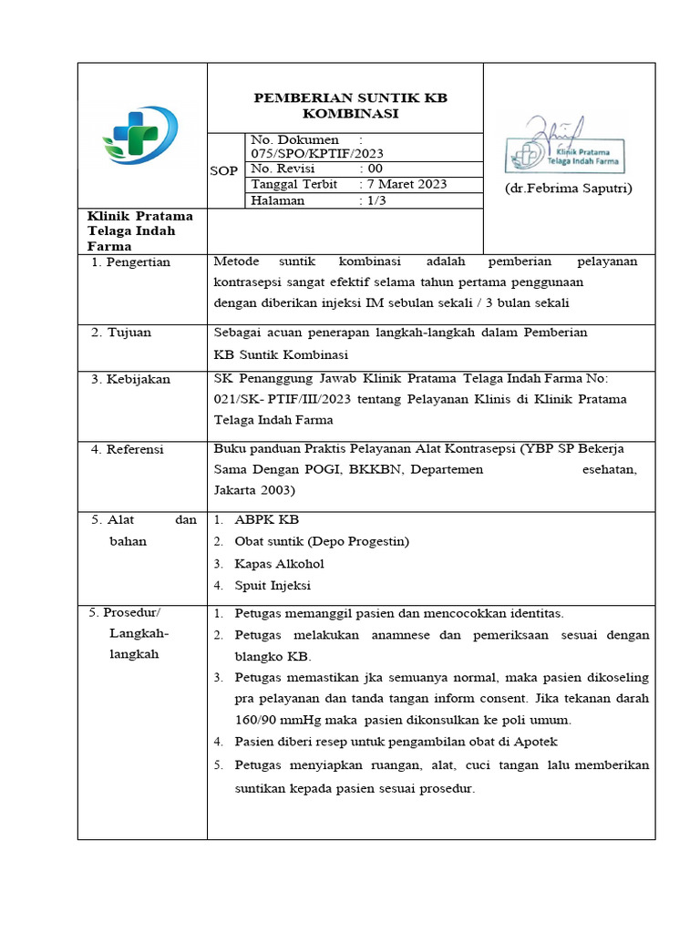 Sop KB Suntik | PDF | Pengembangan Diri | Sains & Matematika