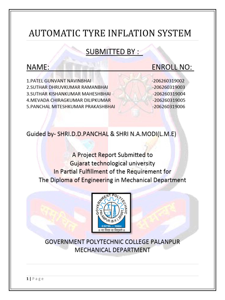 Automatic Tyre Inflation System Final Report PPD | PDF | Tire | Wheel