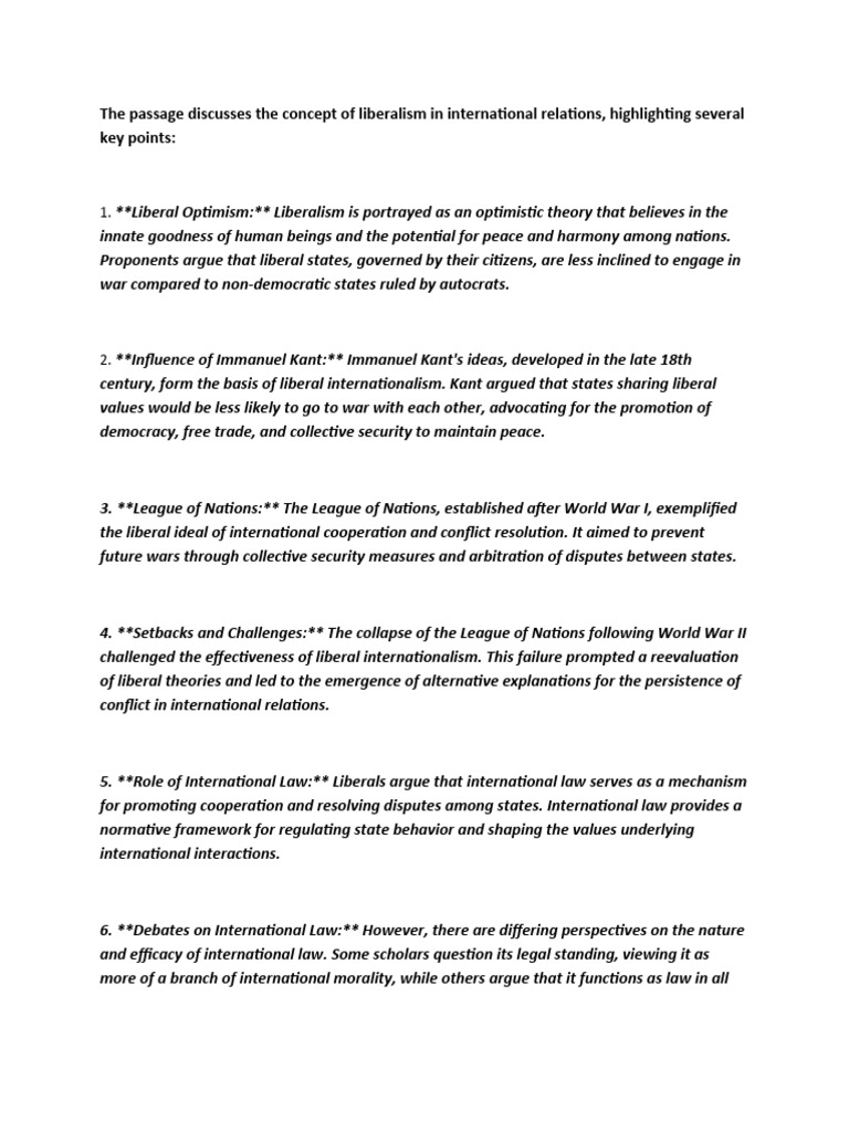 Understanding Liberalism in International Relations | PDF | Liberalism ...