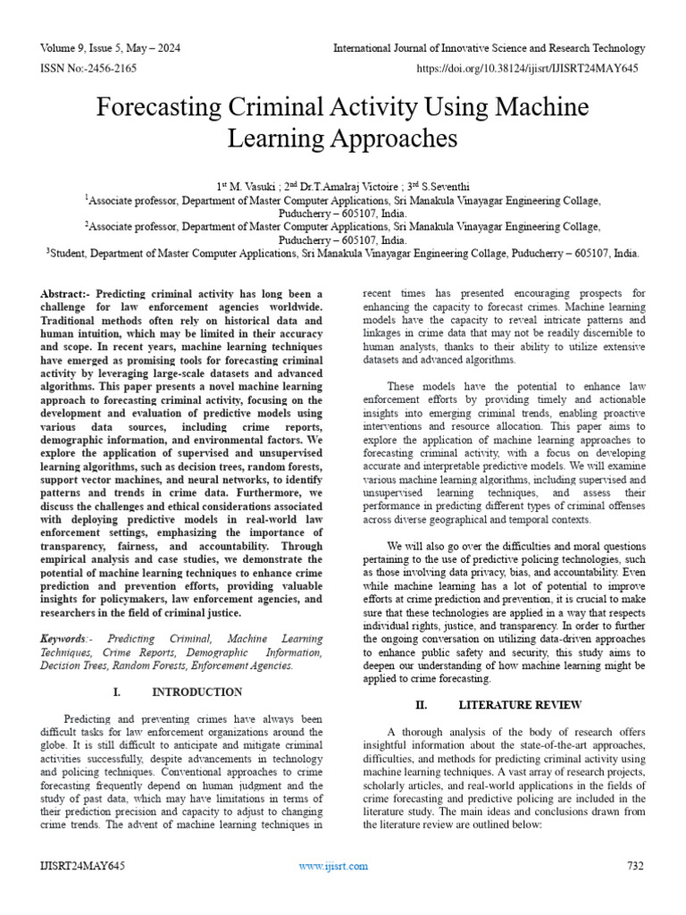 Forecasting Criminal Activity Using Machine Learning Approaches | PDF | Machine Learning ...