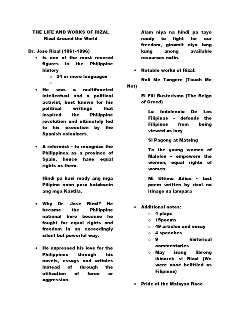 The Life and Works of Rizal Lesson 1 | PDF | Philippines