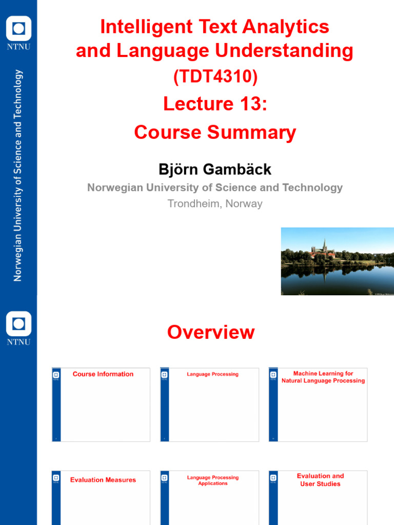tdt4310 2024 Lect13 Full | PDF | Statistical Classification | Parsing