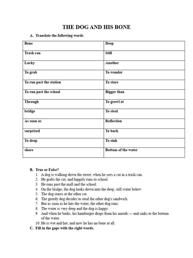 The Dog and His Bone | PDF