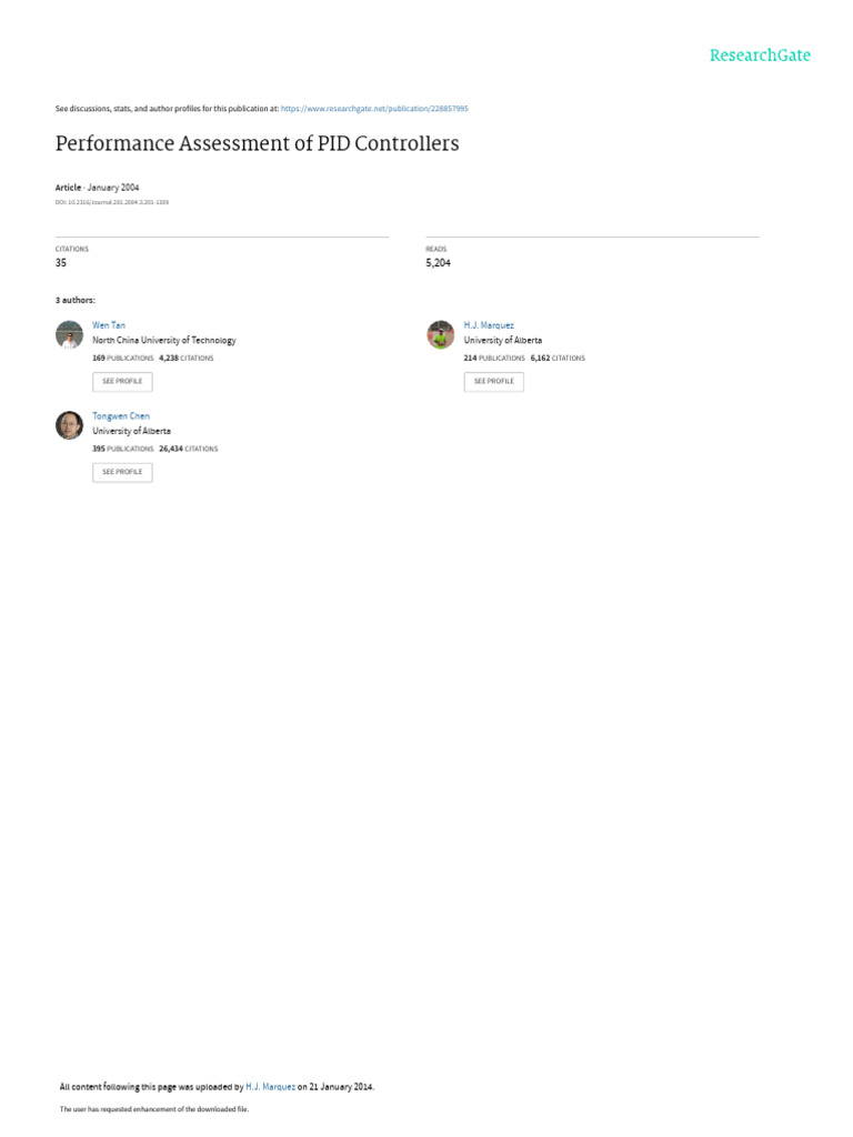 Performance Assessment of PID Controllers | PDF | Control Theory ...