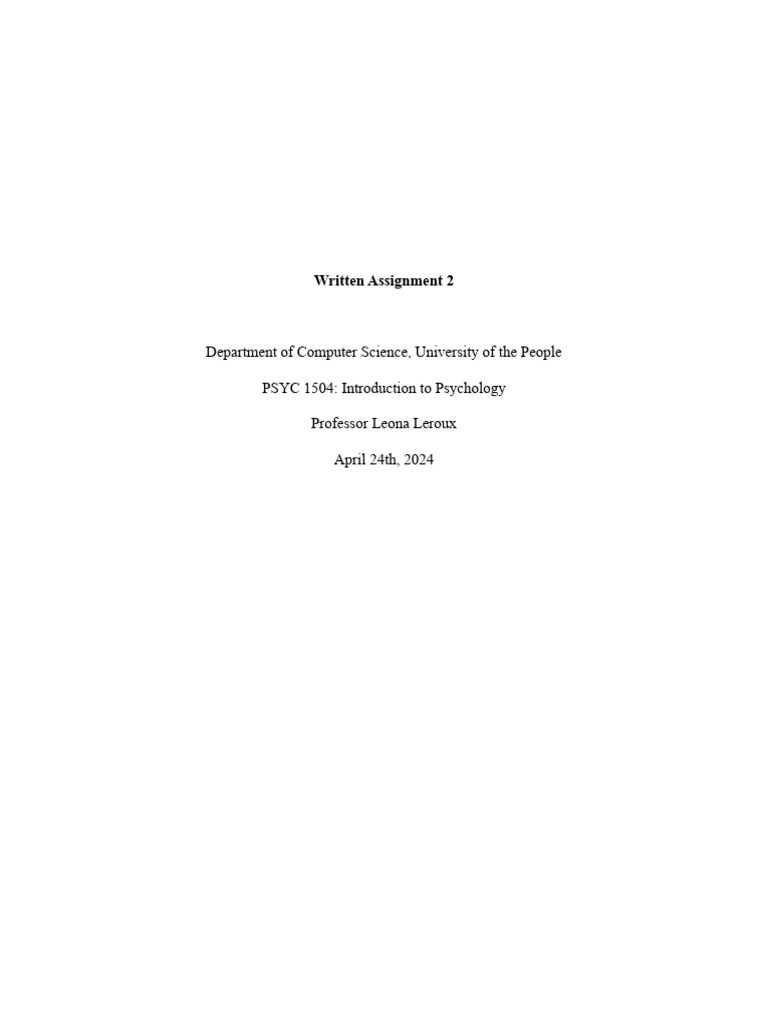 W Assignment 2 | Download Free PDF | Mental Health | Sleep