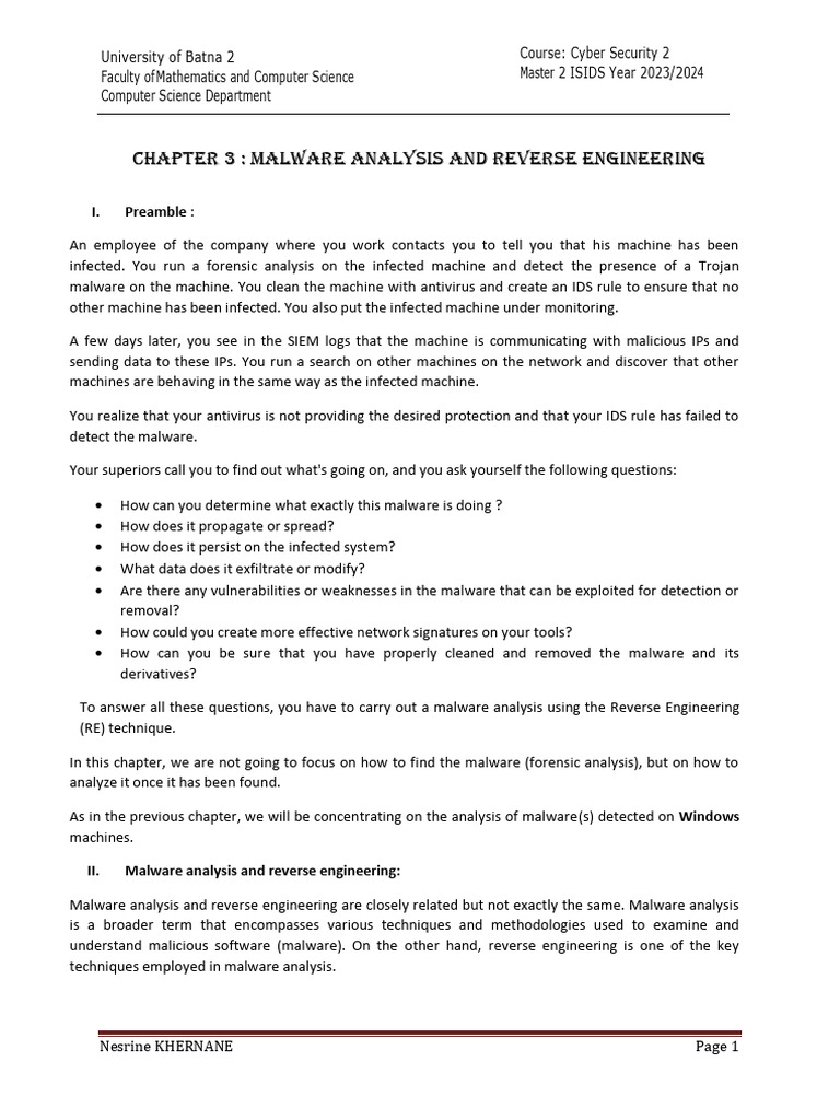 Cours3-Malware Analysis and Reverse Engineeringv2 en | PDF | Malware | Windows Registry