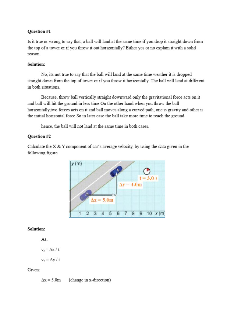 PHY101 Assinment 1 Solution | PDF | Force | Acceleration