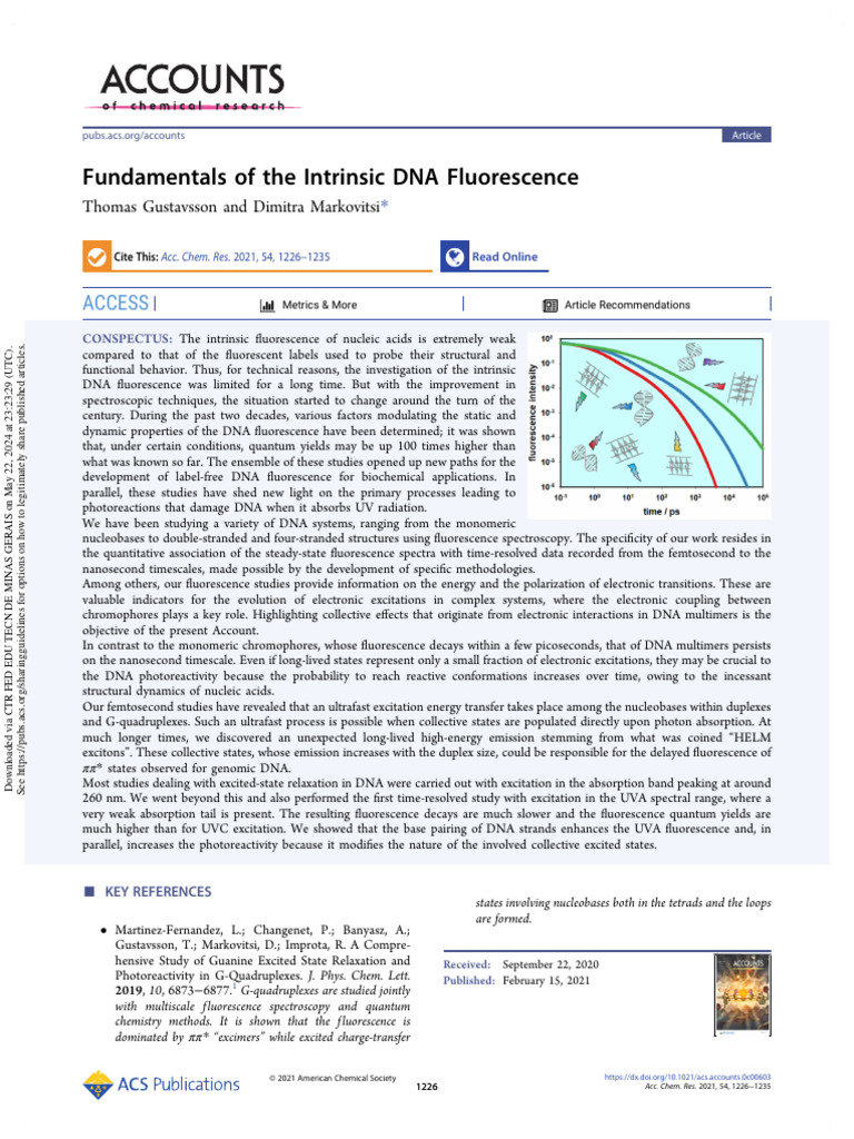 Fundamentals of The Intrinsic Dna Fluorescence | PDF | Fluorescence ...