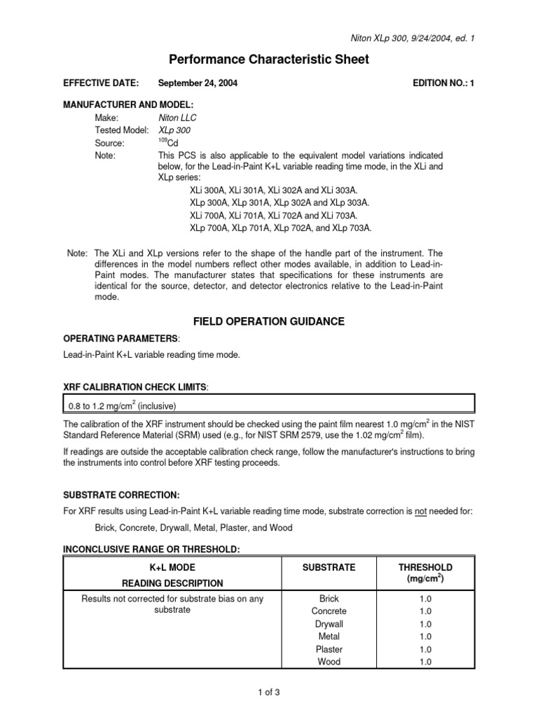 Niton_XLp_300_PCS | PDF | Parameter (Computer Programming) | Calibration