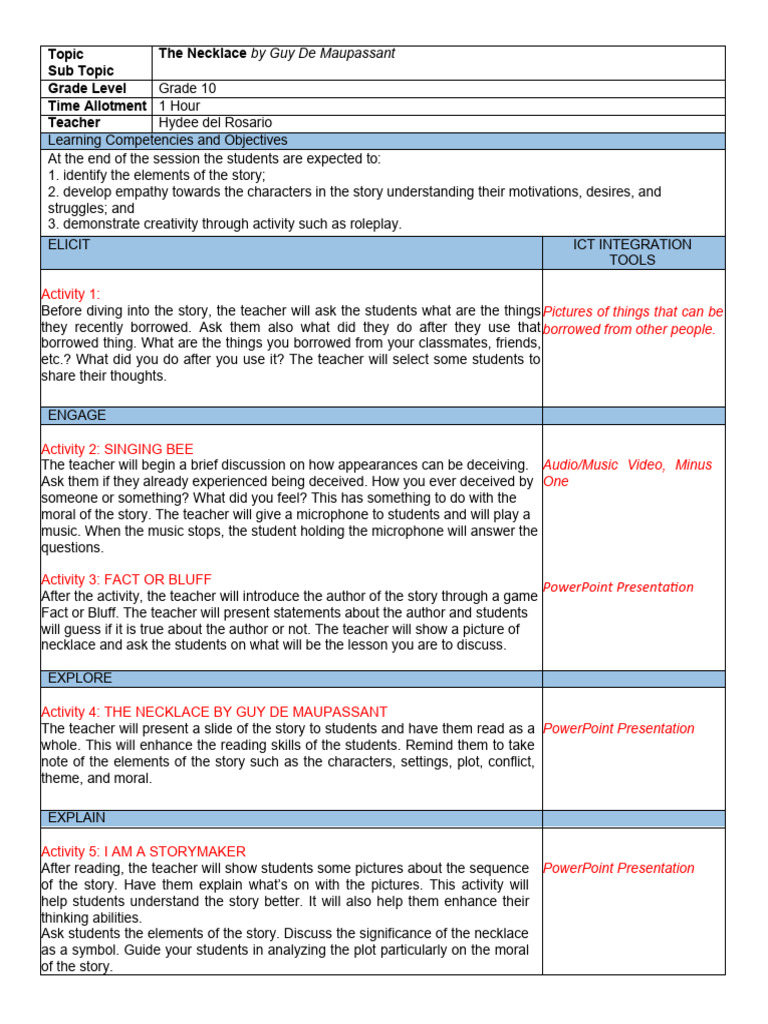 7E Model LP (Hydee Del Rosario) | PDF | Reading Comprehension ...