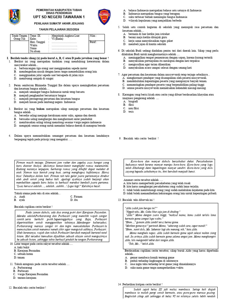 Soal Psaj Kelas 6 Tema 9 | PDF