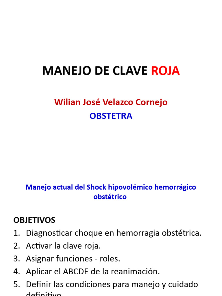 11 Manejo de Clave Roja | PDF | Sangrado | Enfermedades y trastornos