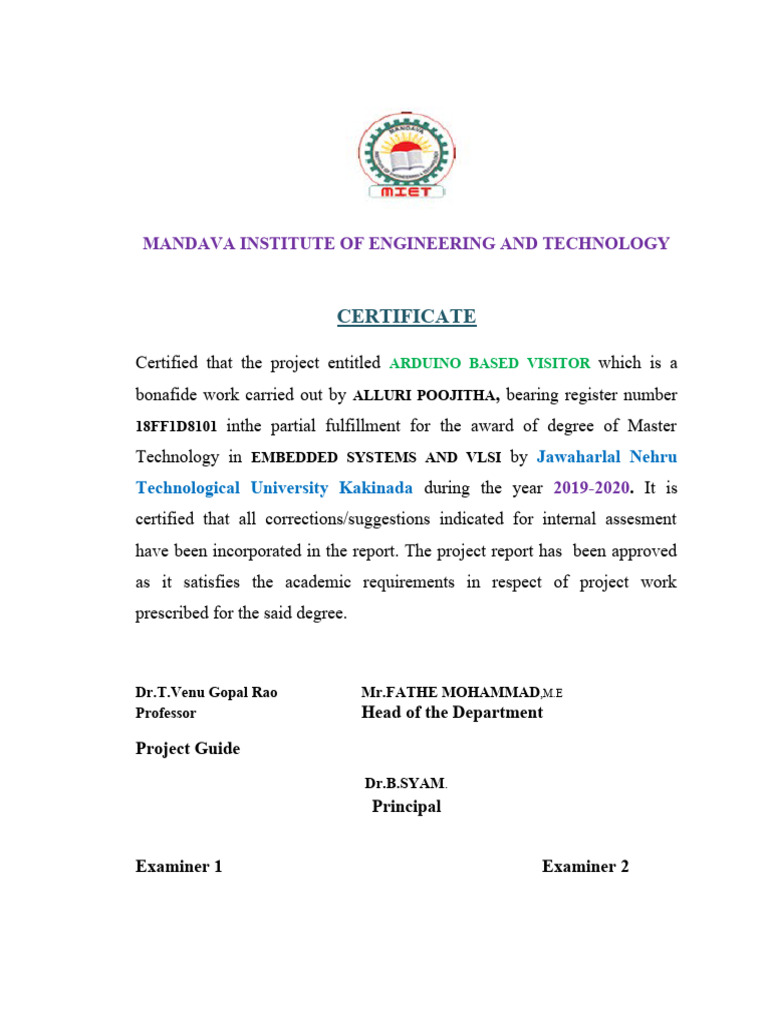 M.tech Certificate | PDF