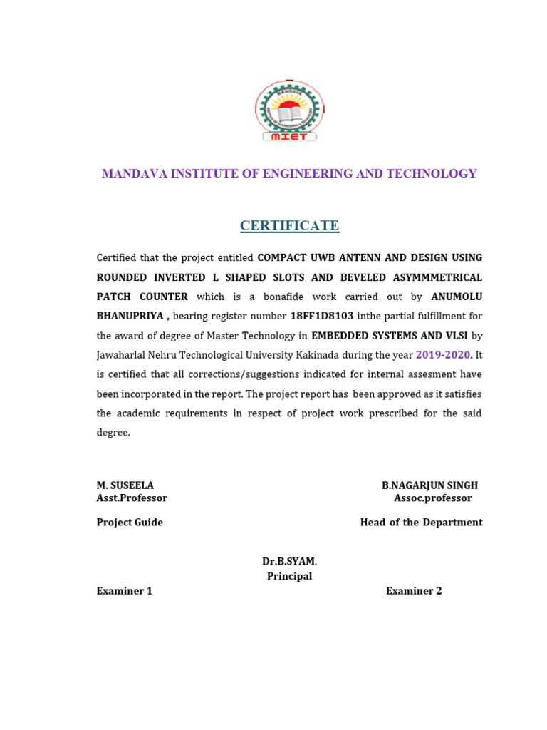 Bhanupriya Mtech Certificate | PDF | Art | Technology & Engineering