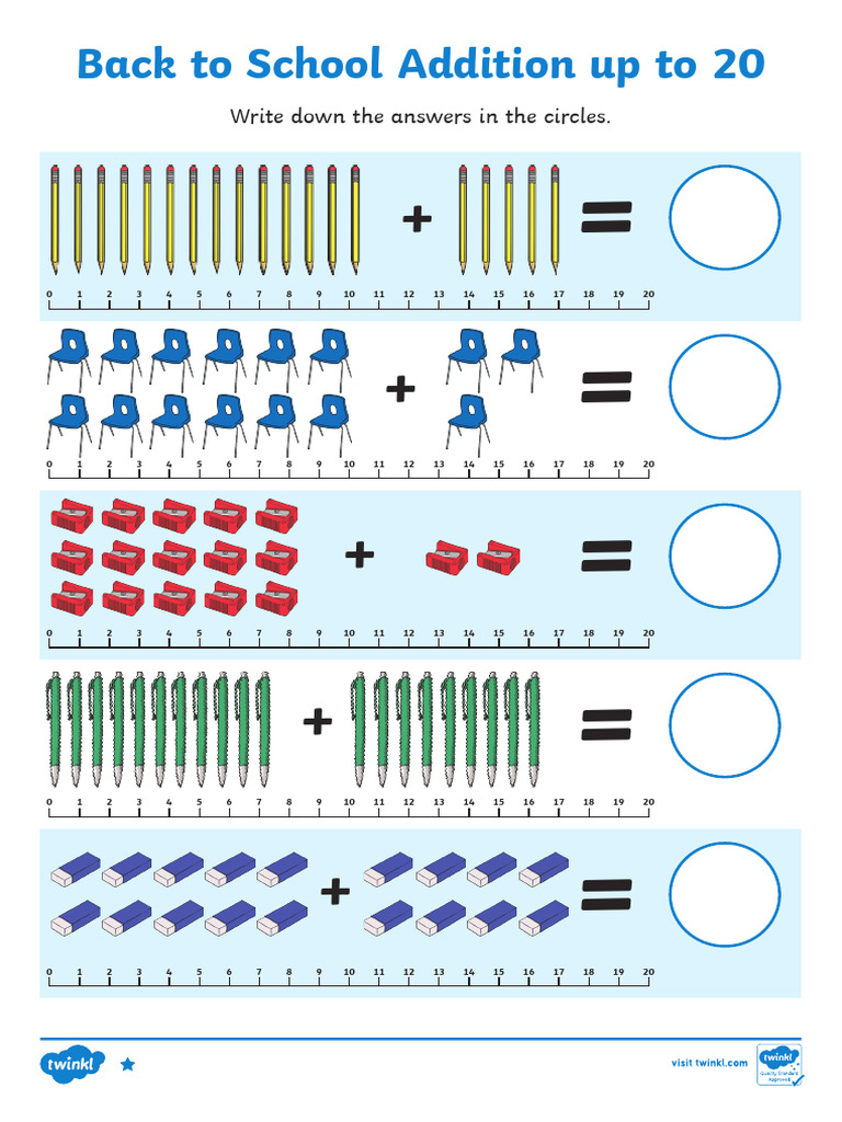T N 10038 Back To School Addition Up To 20 Activity - Ver - 1 | PDF