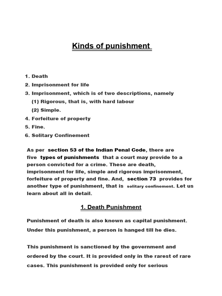 Kinds of Punishment | PDF | Punishments | Capital Punishment