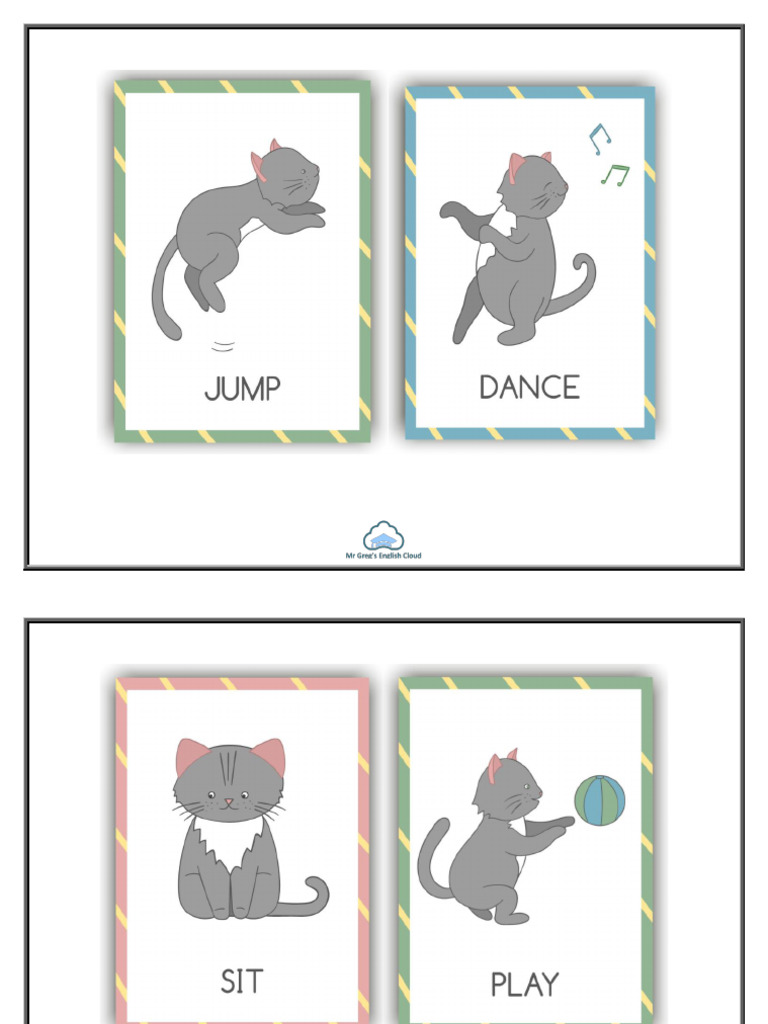 Verbs Flashcards Cat Version | PDF