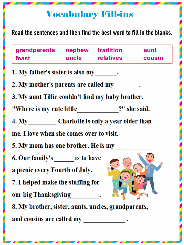 Vocabulary fill-ins | PDF