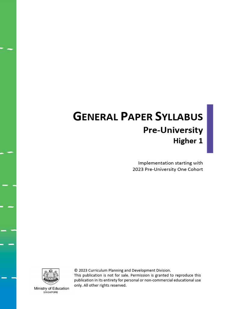 2023 General Paper Syllabus Preu h1 | PDF | Educational Assessment | Pedagogy