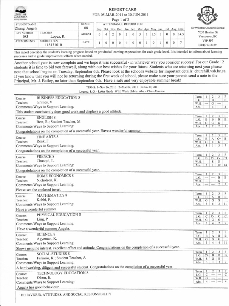 gr8 Report Card | PDF | Educational Assessment And Evaluation ...