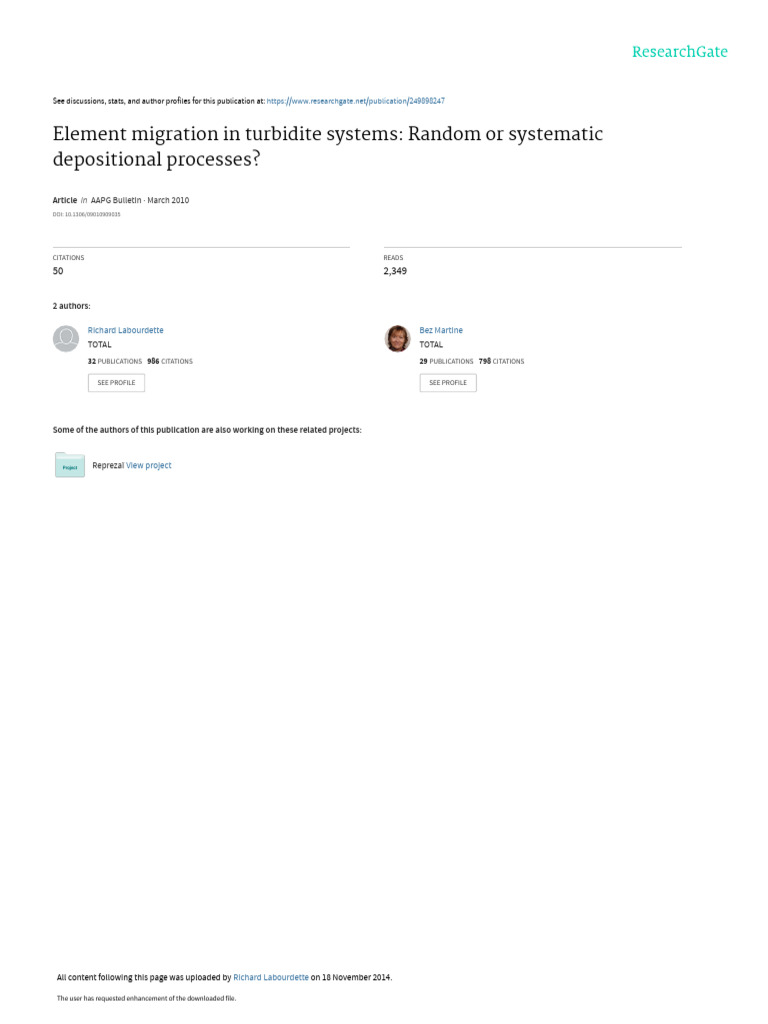 Element Migration in Turbidite Systems | PDF | Earth Sciences | Geology