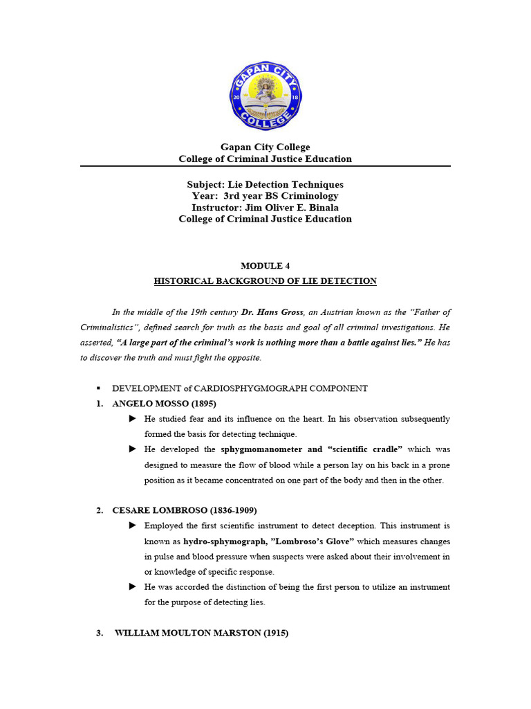Lie Detection Techniques Lesson 4 | PDF | Lie | Polygraph