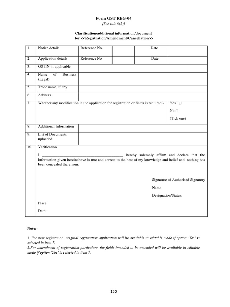 REG 04 Form GST | PDF