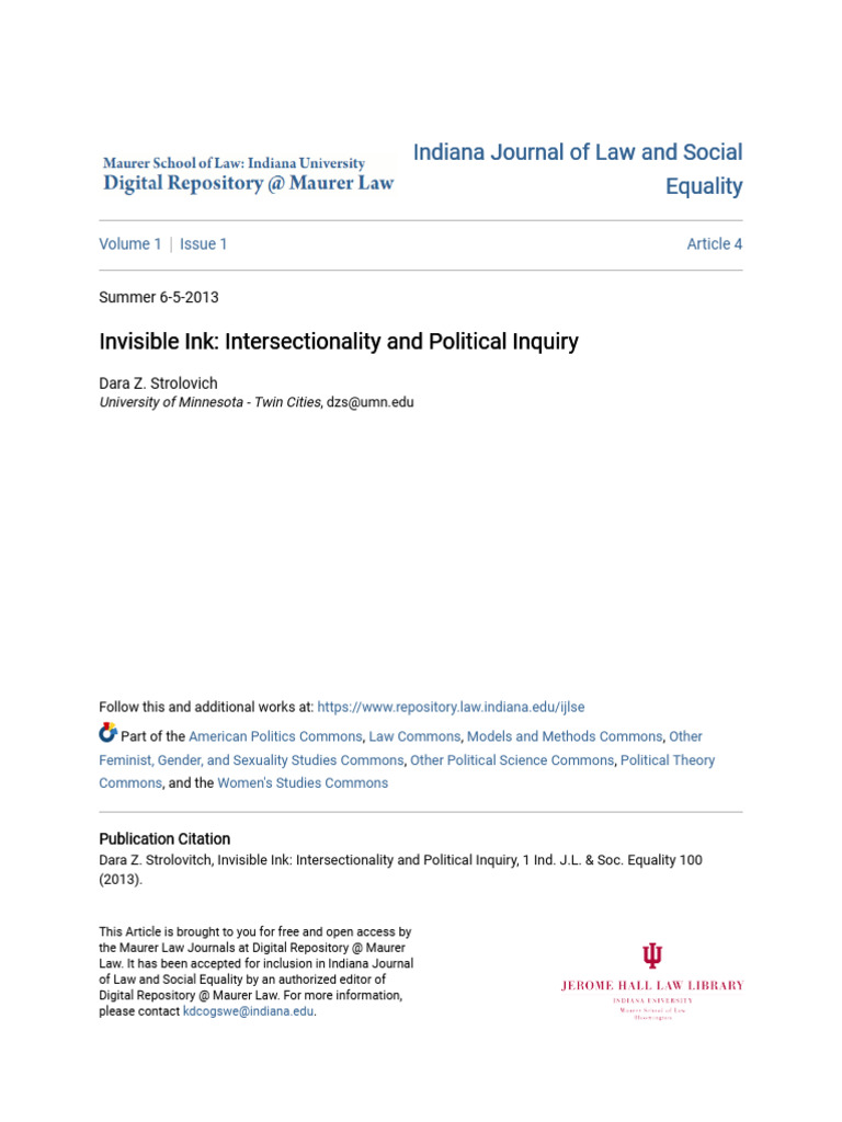 Intersectionality in Political Science | PDF | Intersectionality ...