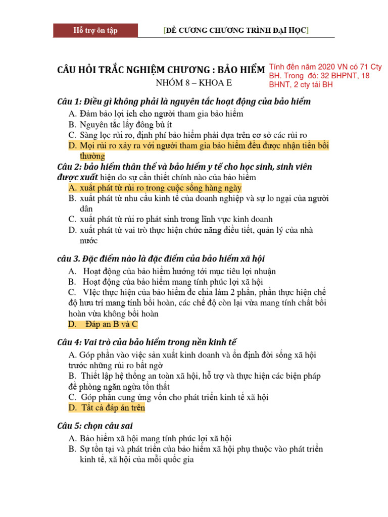 CÂU HỎI TRẮC NGHIỆM NLBH GG | PDF