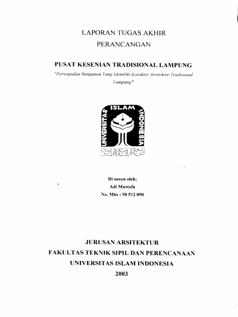 Adi Mustofa PUSAT KESENIAN TRADISIONAL LAMPUNG | PDF | Perjalanan | Seni