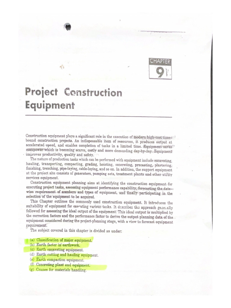 Project Construction Equipment & Selecting Construction Equipment | PDF