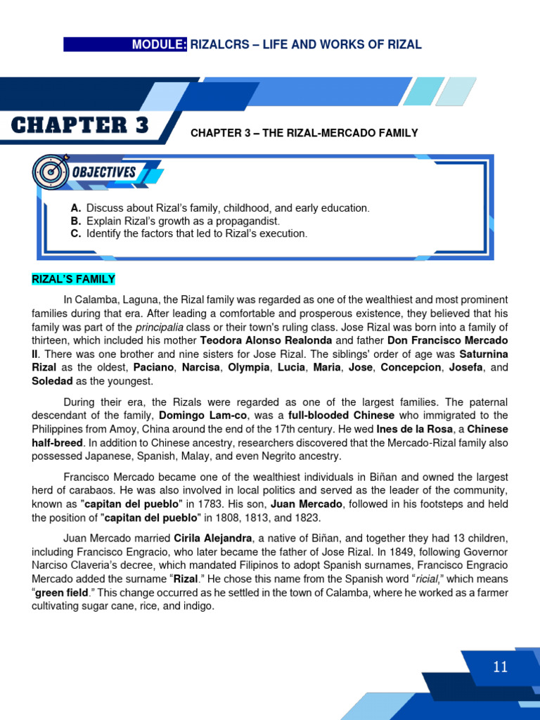 The Rizal-Mercado Family Overview | PDF | Philippines