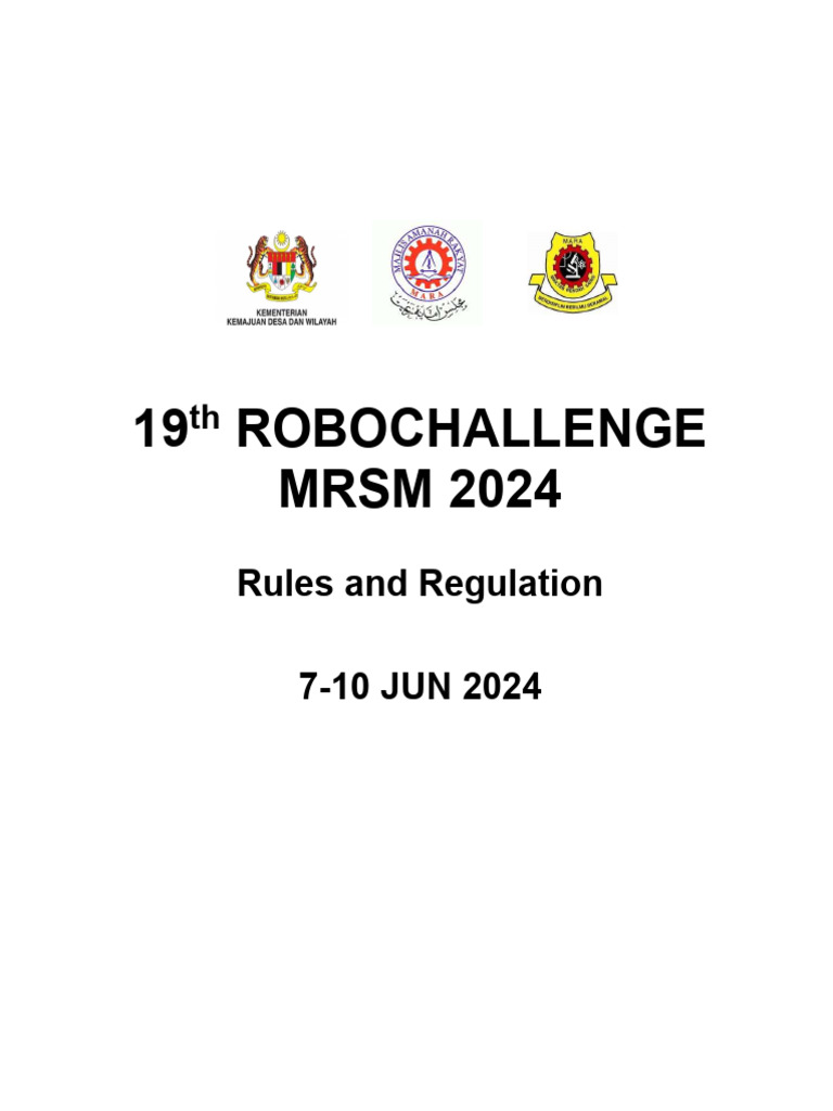 MRSM Robo Challenge 2024 Rules and Regulations | PDF | Robot | Robotics