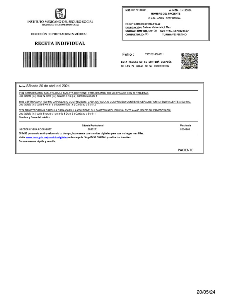 Receta IMSS Editable | PDF