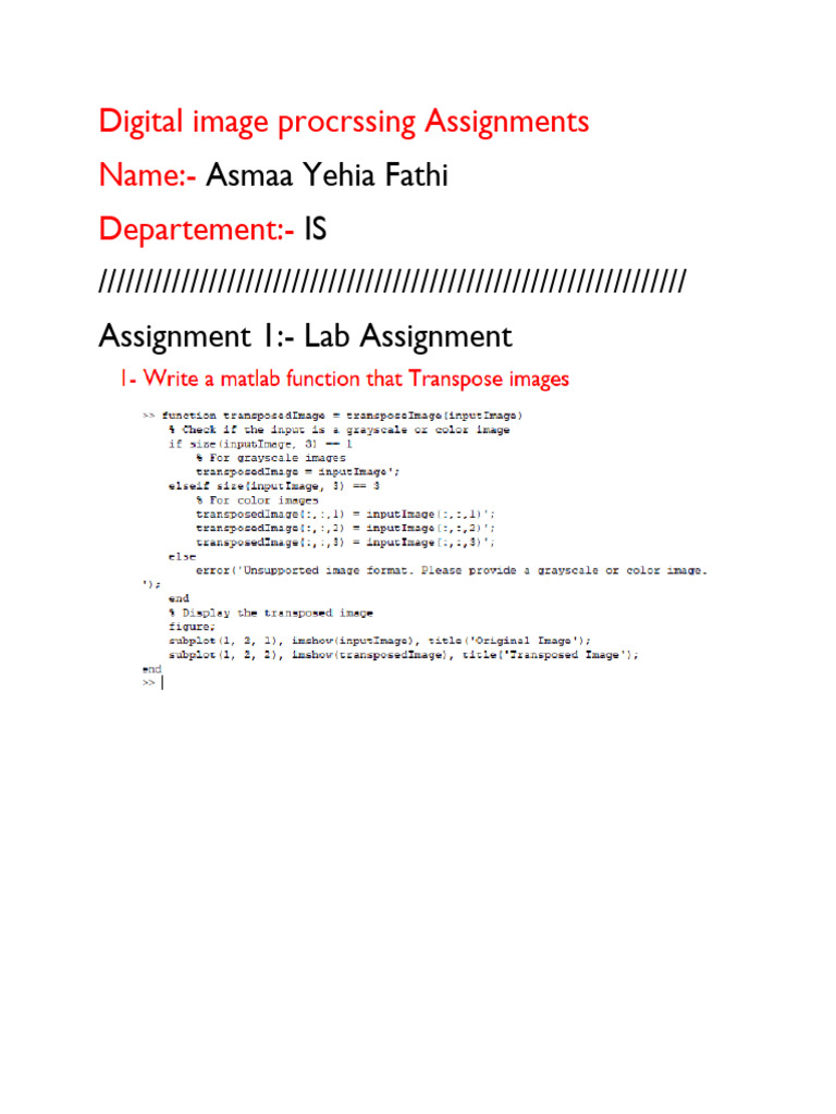 Image Processing Assignments Overview | PDF | Teaching Methods & Materials | Computers