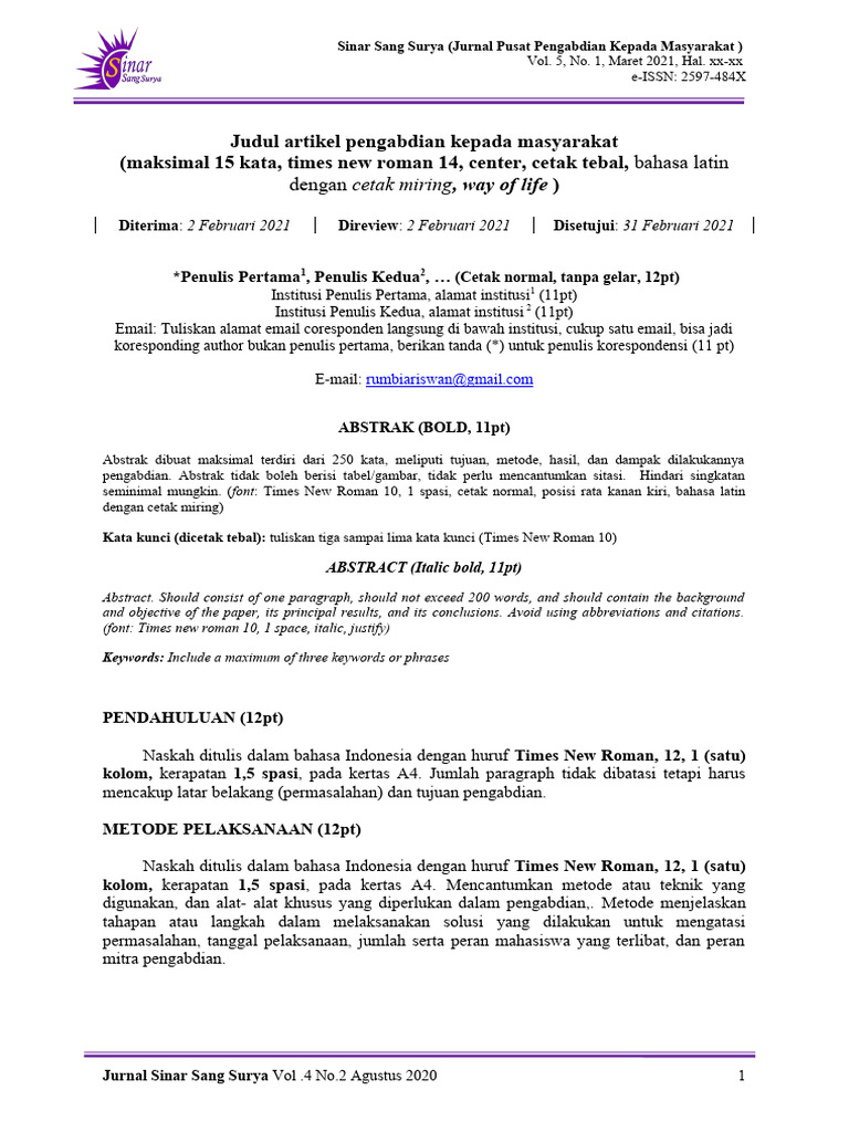 Panduan Penulisan Jurnal Pengabdian | PDF
