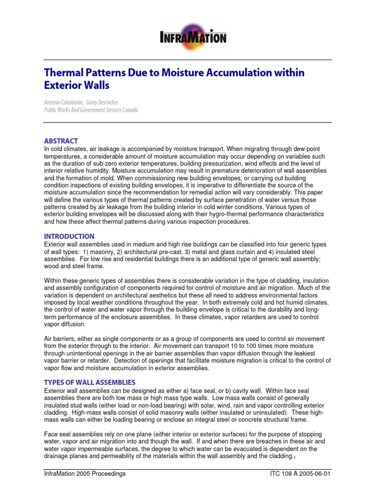 Thermal Patterns Due To Moisture Accumulation Within Exterior Walls ...