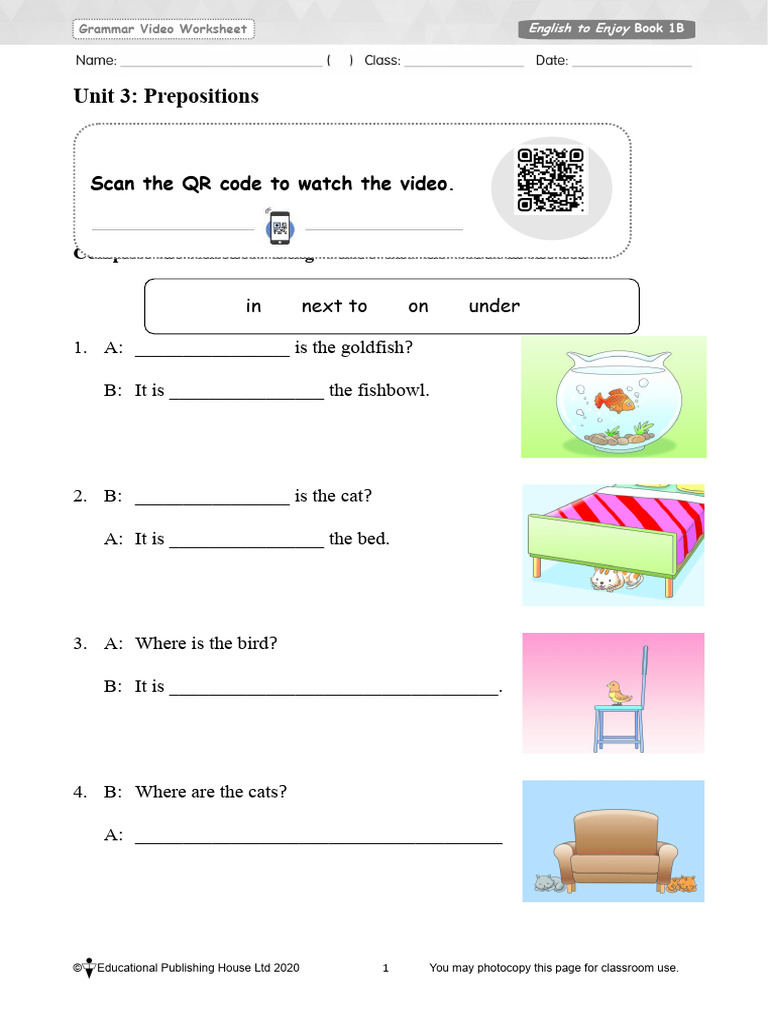 Unit 3: Prepositions: Scan The QR Code To Watch The Video | PDF | Home ...