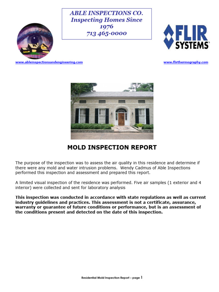 MOLD INSPECTION REPORT | PDF | Mold
