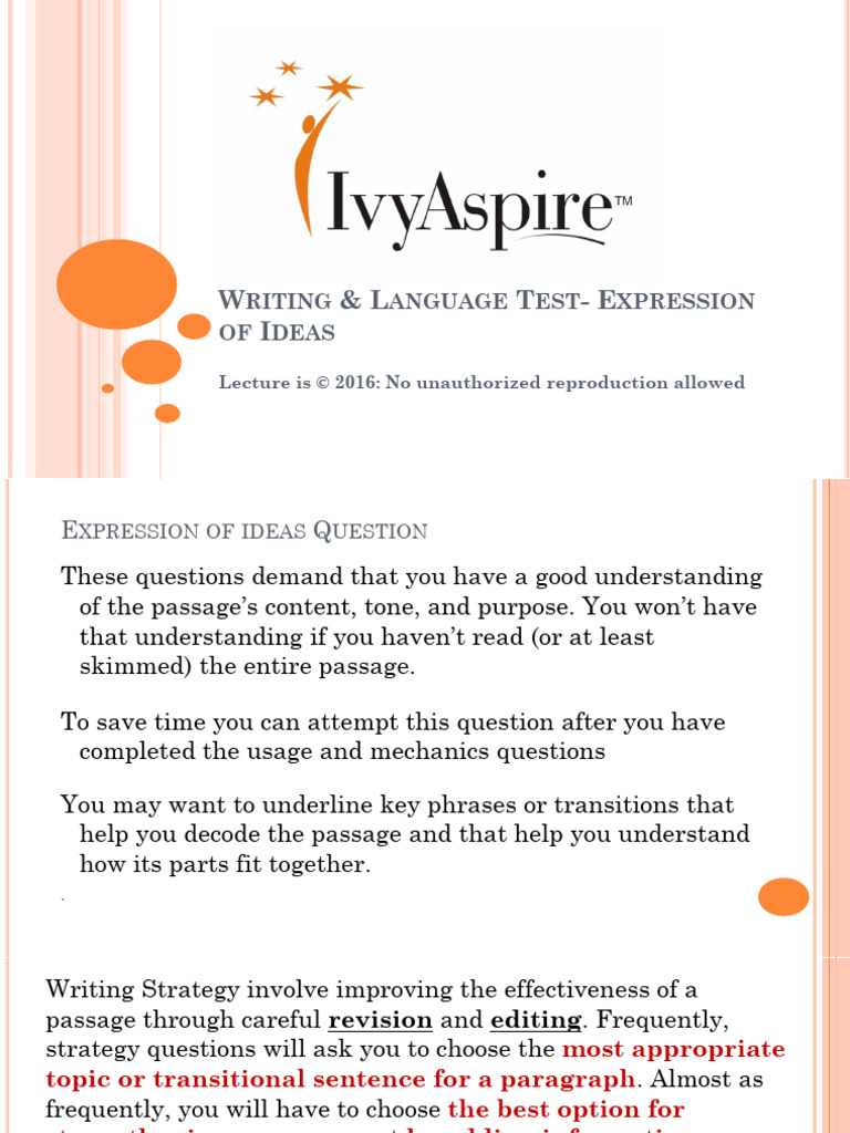 Writing & Language Test: Expression Strategies | PDF | Verb | Question