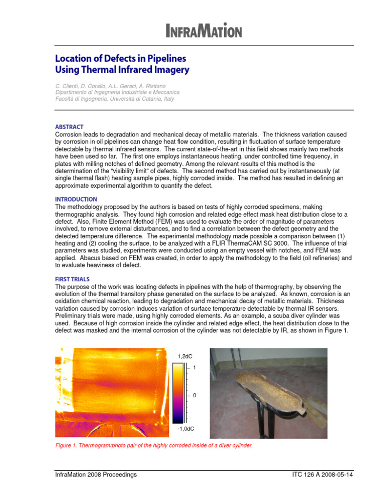 Location Of Defects In Pipelines Using Thermal Infrared Imagery Download Free Pdf Corrosion