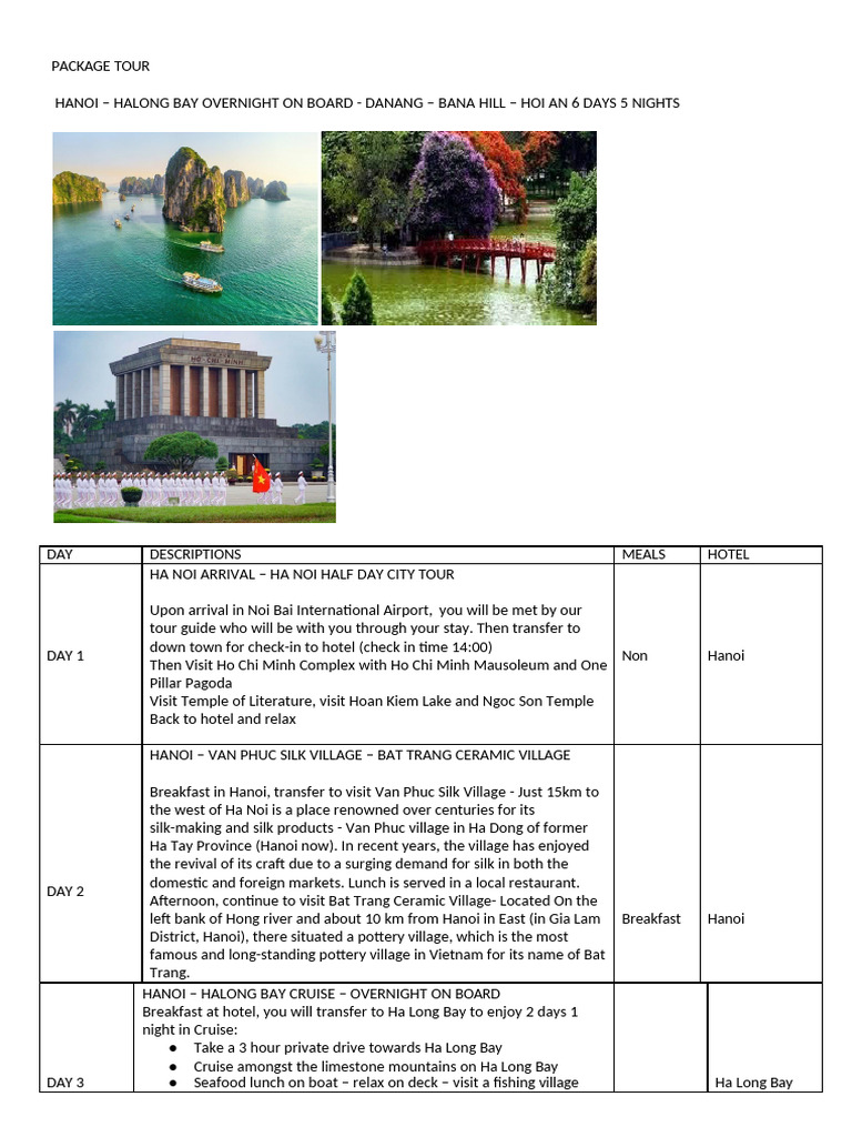 5N - 6D Vietnam Package | PDF | Hanoi | Ho Chi Minh City