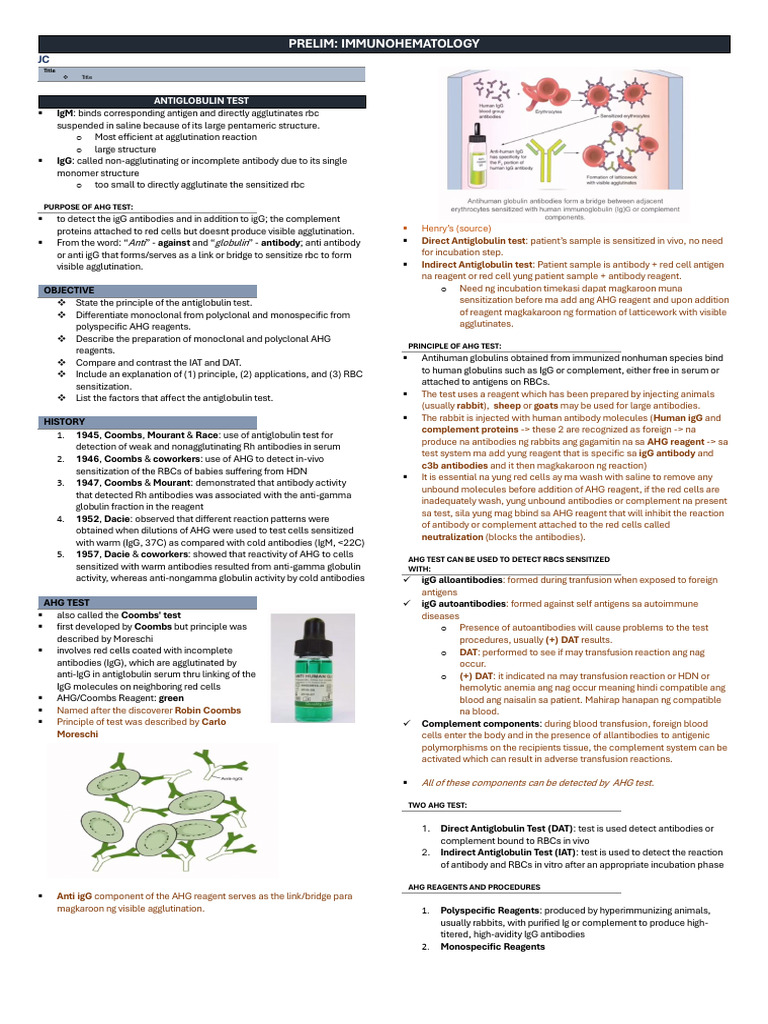 AHG Test | Download Free PDF | Hematology | Vertebrates