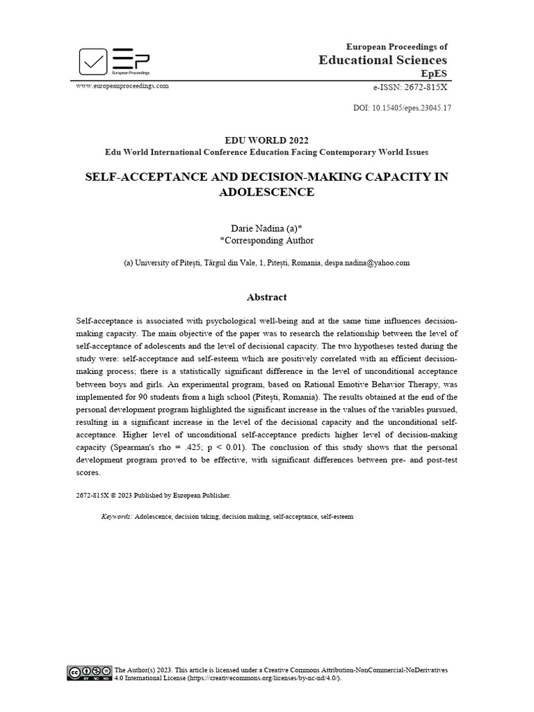 Self-Acceptance_and_Decision-Making_Capacity_in_Ad | PDF | Self Esteem ...