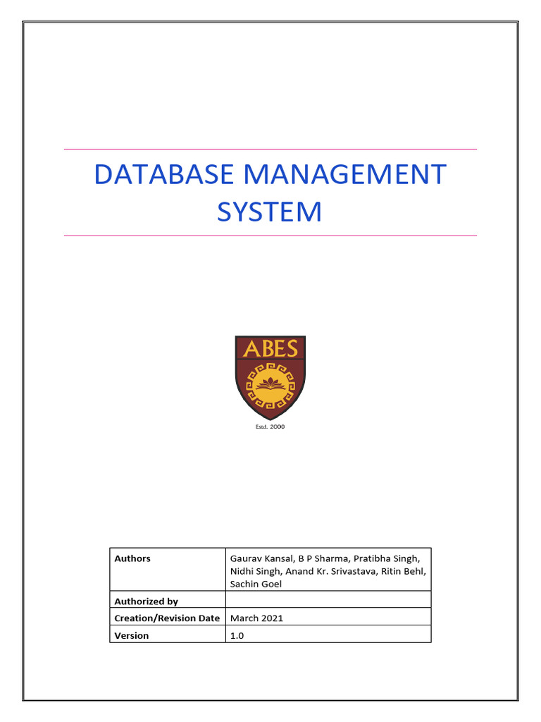 DBMS Unit 1 Aktu | PDF | Databases | Relational Database DBMS Unit 1 Aktu | PDF | Databases | Relational Database