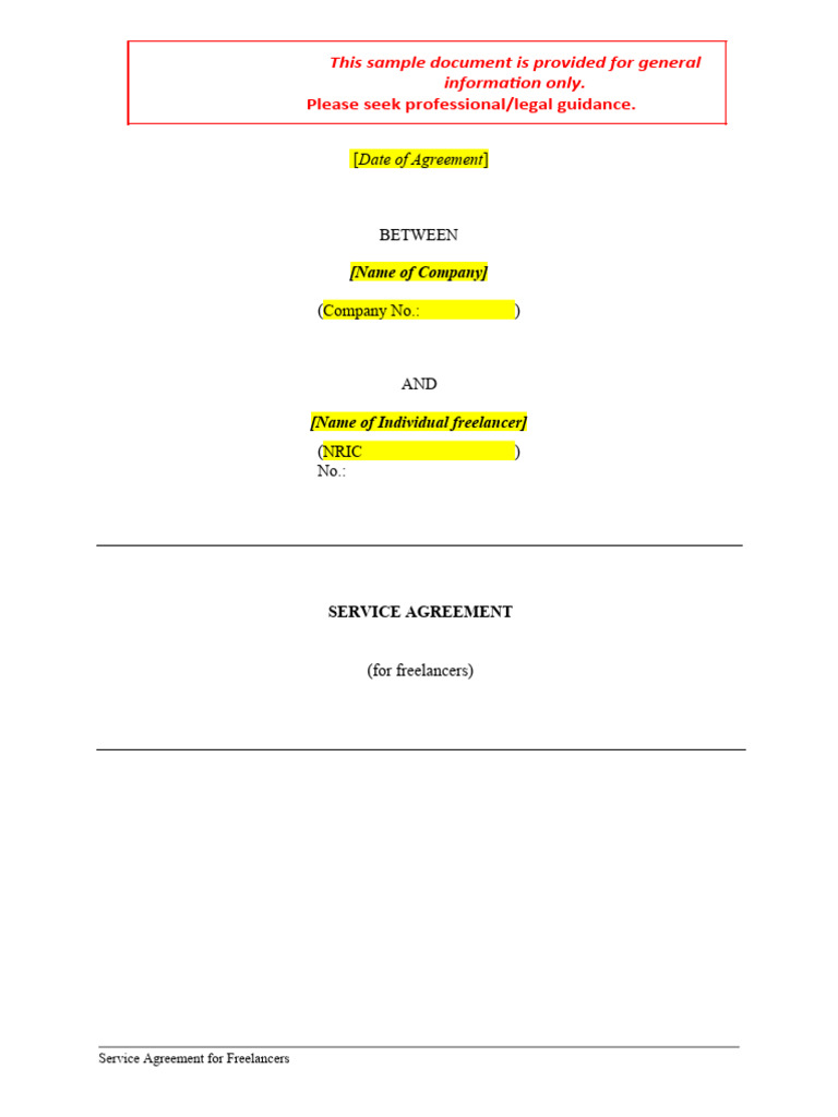 Freelance Service Agreement Template | PDF | Indemnity | Confidentiality