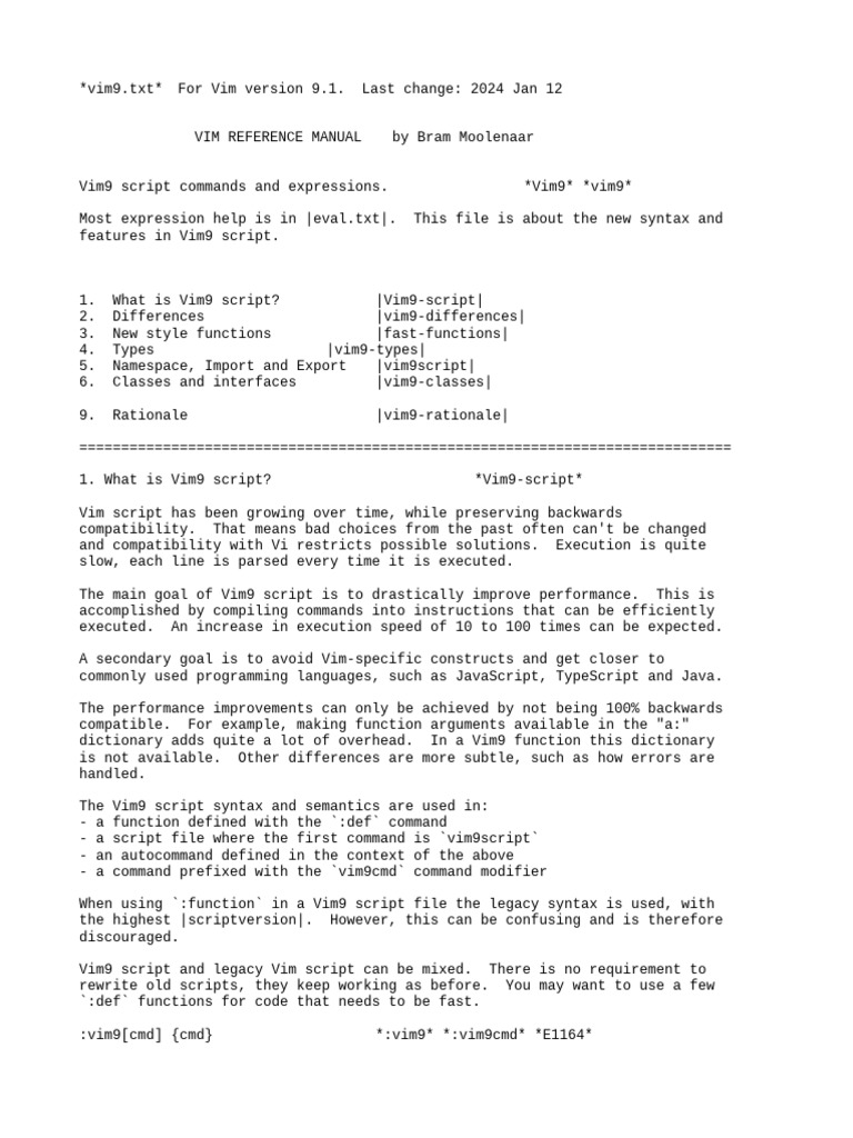 Vim 9 | PDF | Boolean Data Type | Parameter (Computer Programming)