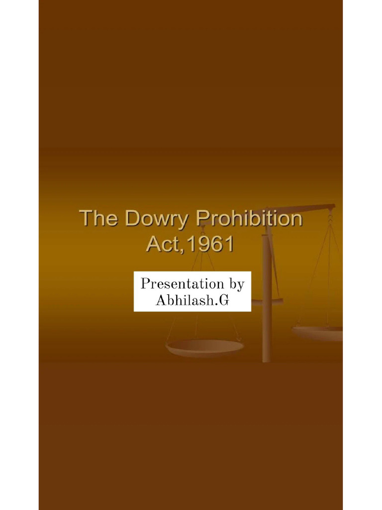 The Dowry Prohibition Act, 1961 | PDF