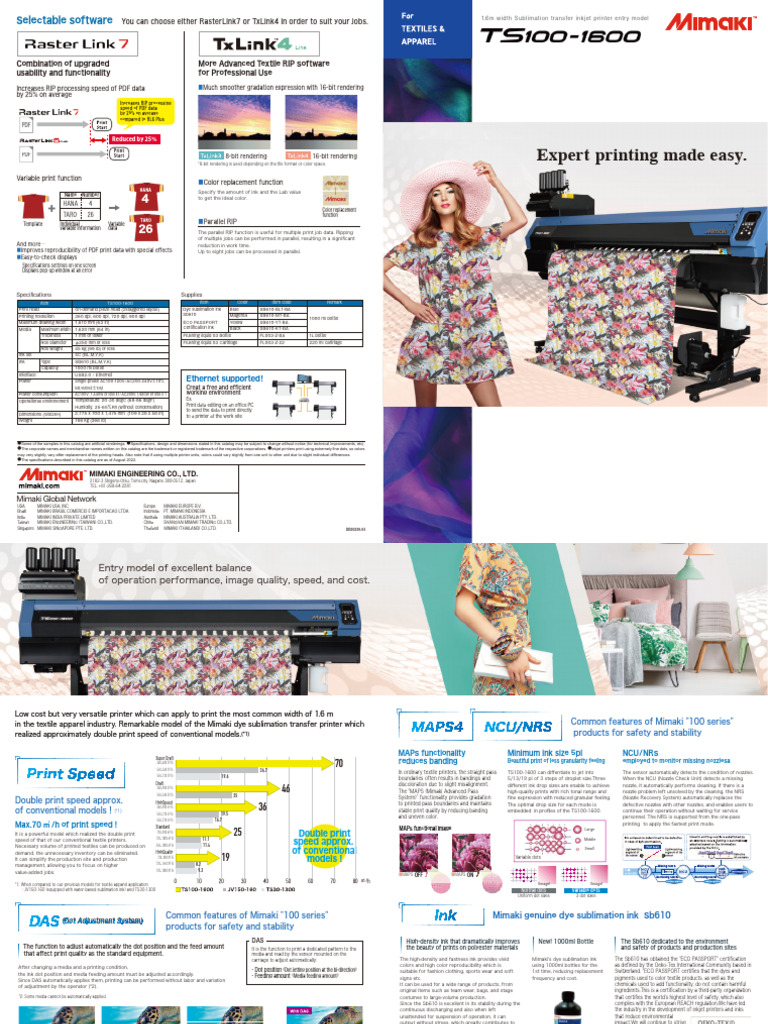 Mimaki TS100-1600 En | PDF | Printer (Computing) | Graphic Design